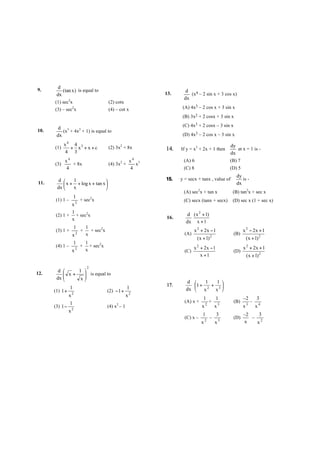 differentiation assignment.pdf for class 11th | PDF