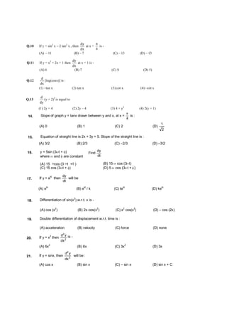differentiation assignment.pdf for class 11th | PDF