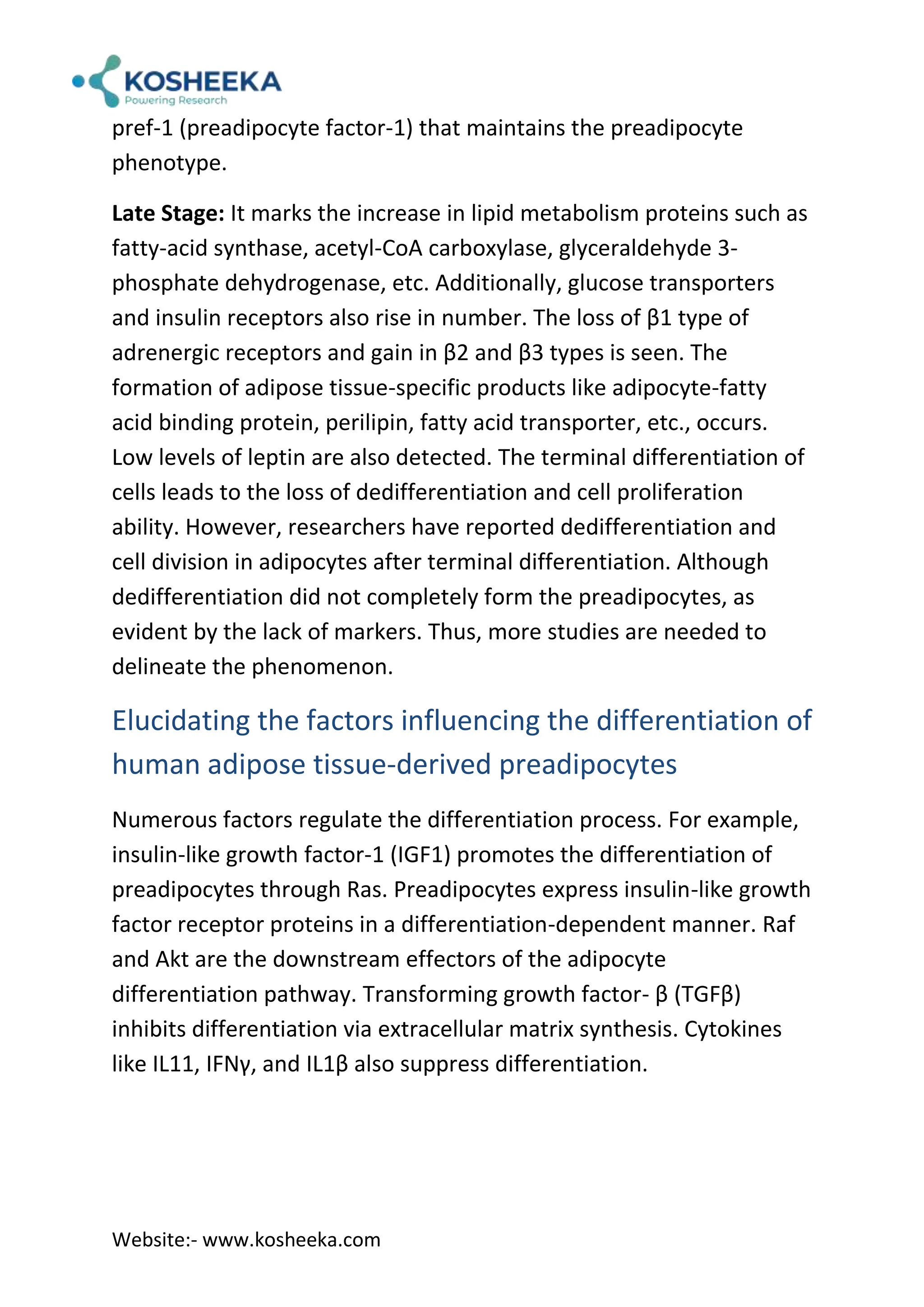 Differentiation of Preadipocytes: Role in Lipid Metabolism and Obesity ...