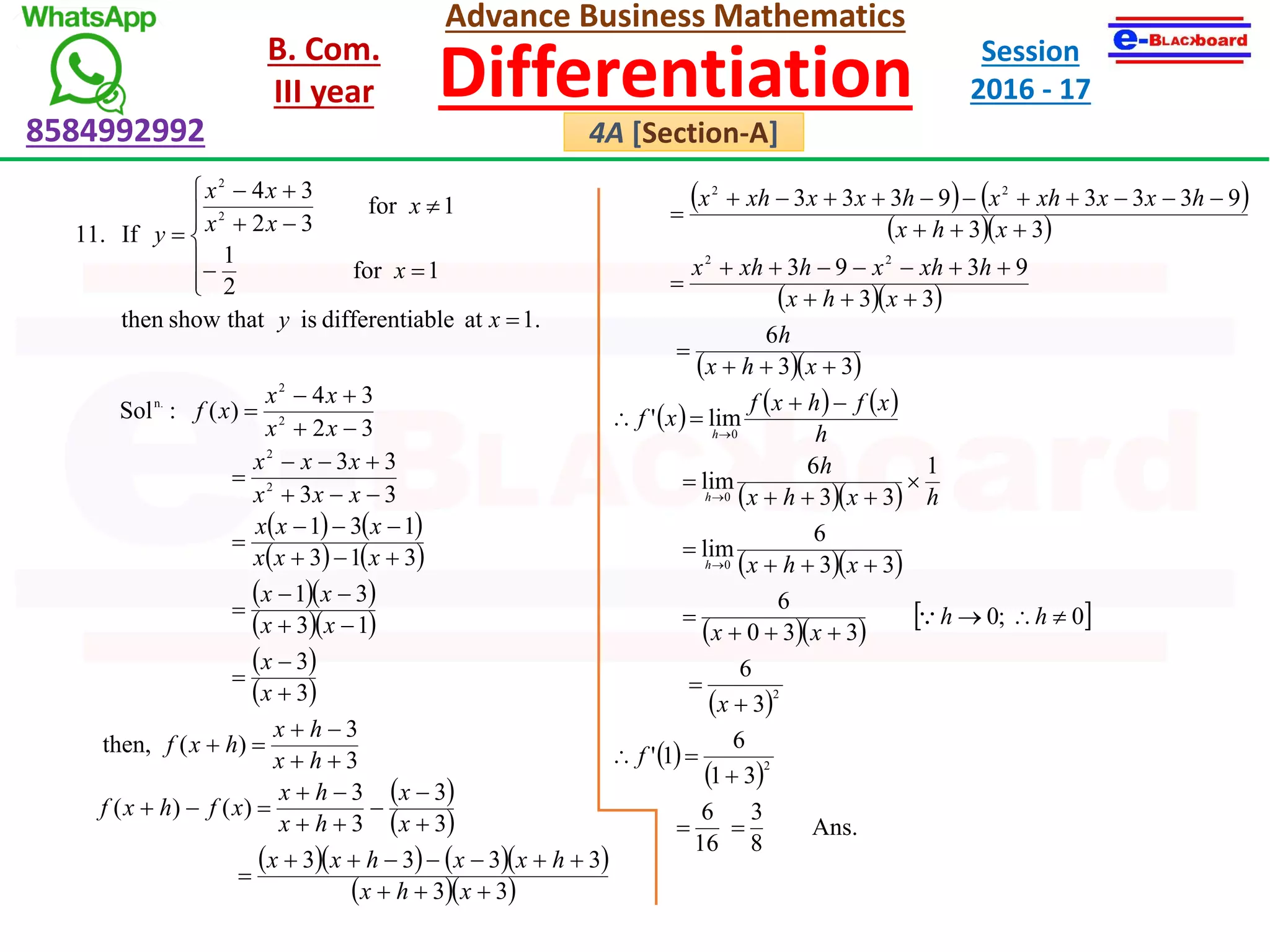 Differentiation Solutions [Set-1 of 4] | PDF