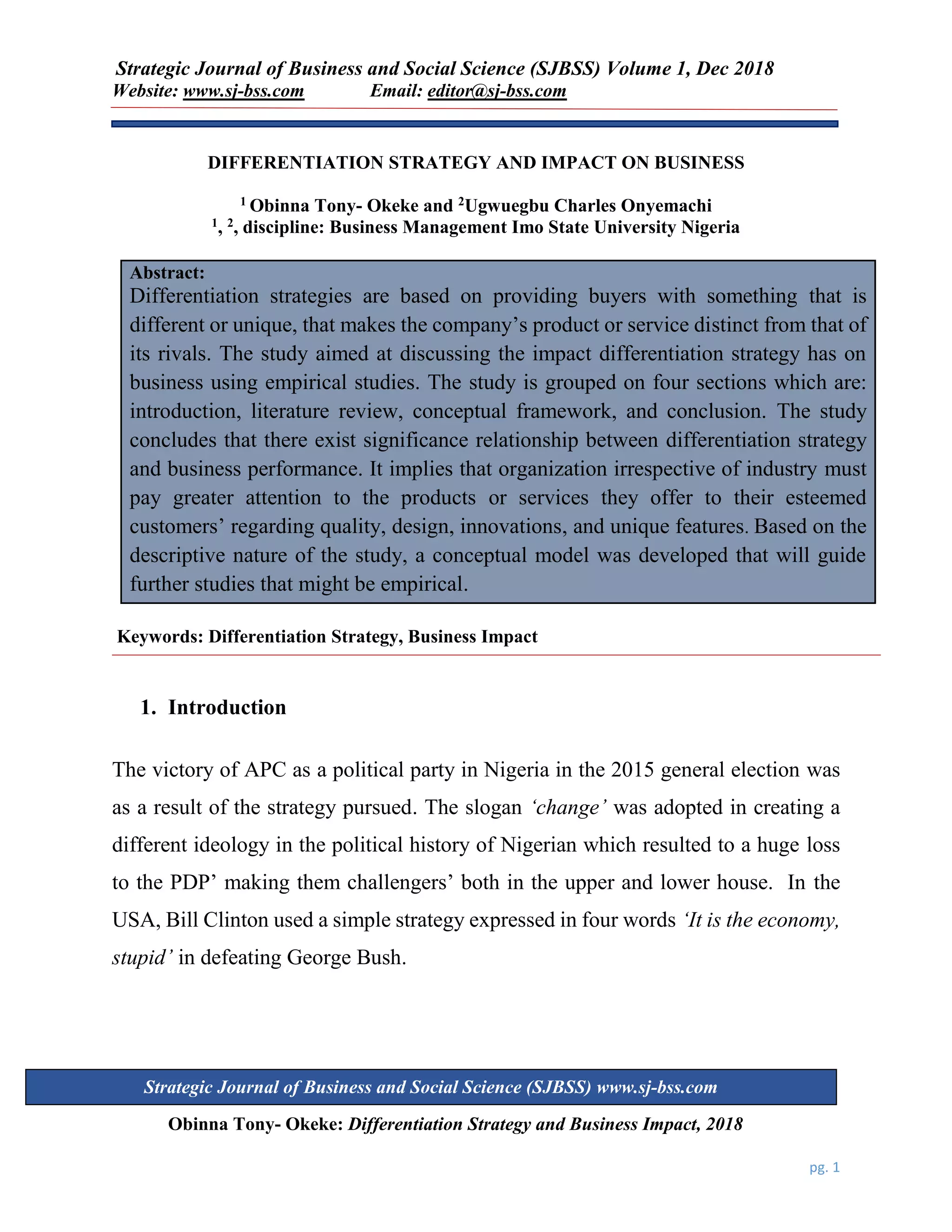 Differentiation strategyand impact on business edited | PDF