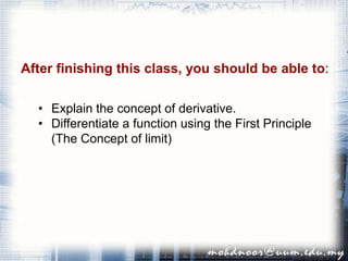 Differentiation using First Principle - By Mohd Noor Abdul Hamid | PPSX ...