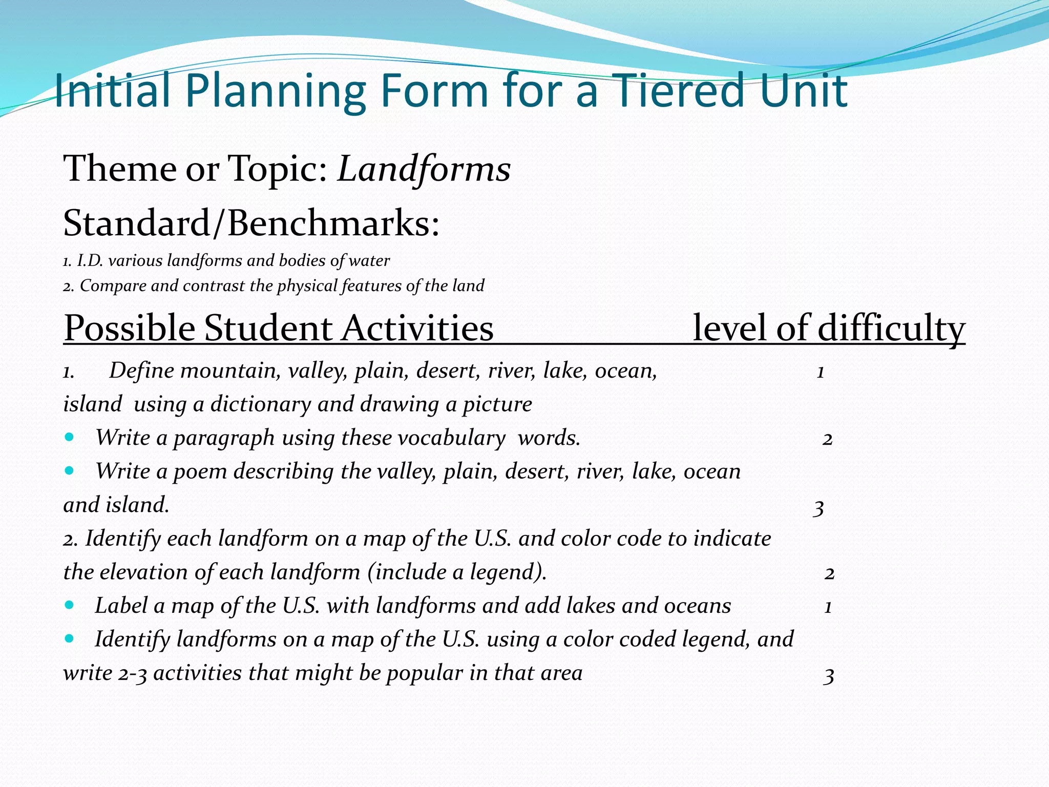Differentiation using tiered activities | PPTX
