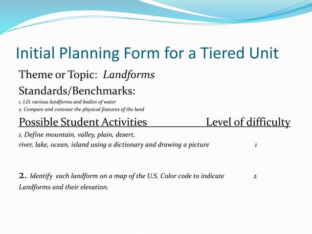 Differentiation using tiered activities | PPT