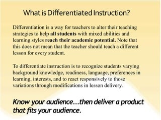 Differentiation when teaching ESL/EFL | PPTX