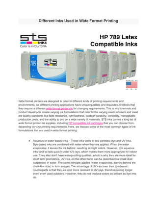 Different Inks Used in Wide Format Printing | PDF