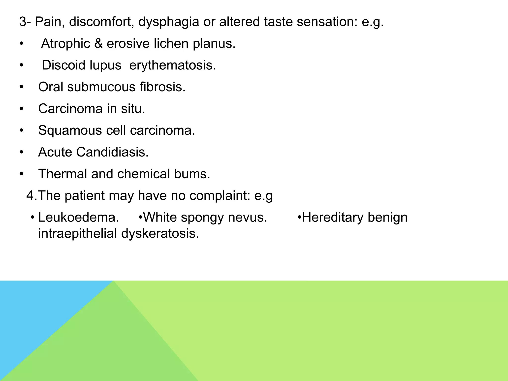Differentionial diagnosis of red and white lesions.pptx