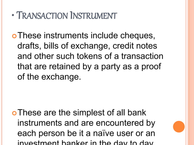 Different Kinds of Banking Instruments | PPT