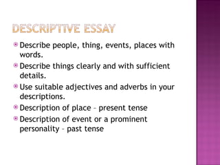 Different kinds of essay | PPT | Screenwriting | Content Production
