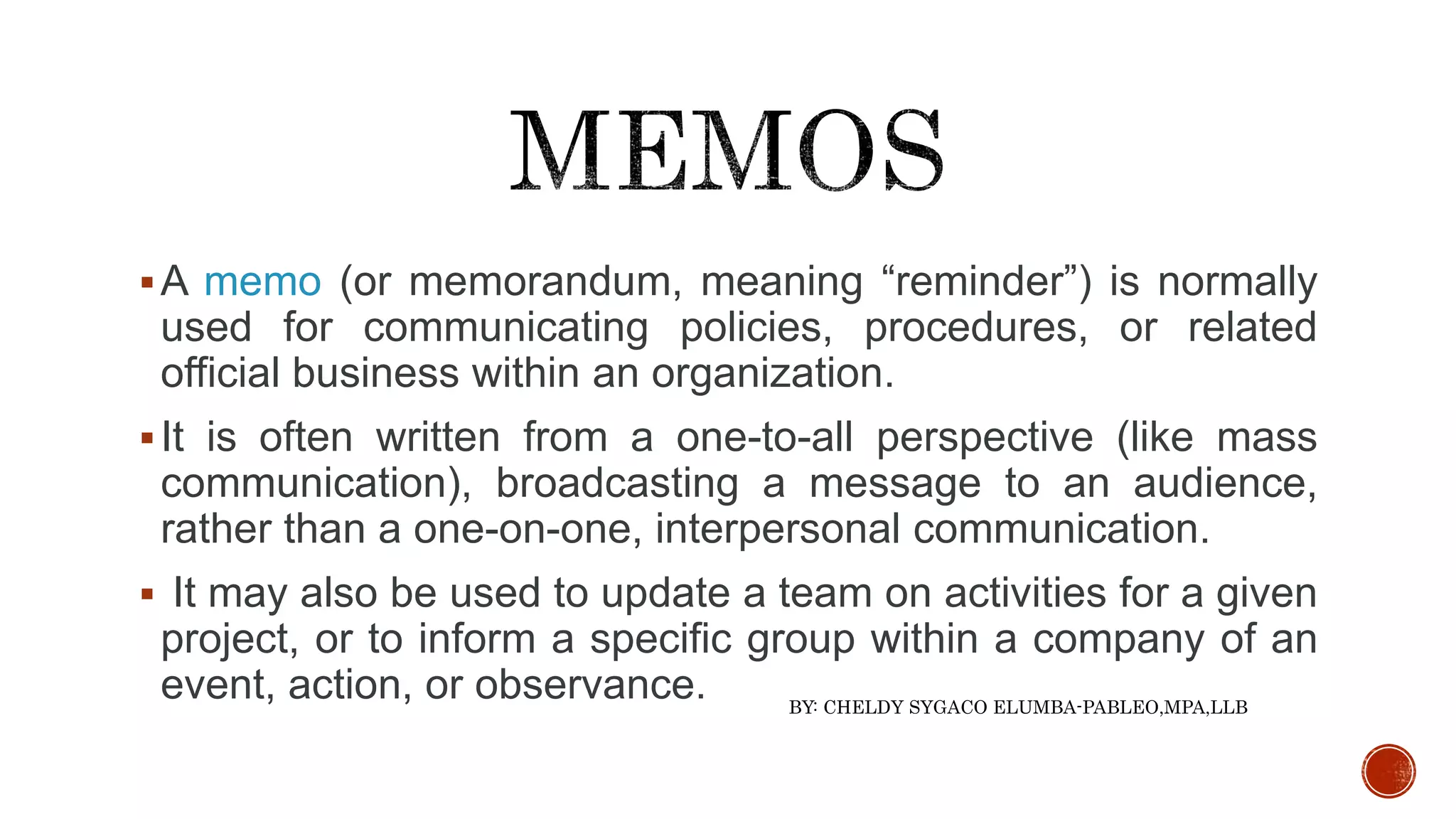 Different kinds of memorandum | PPTX
