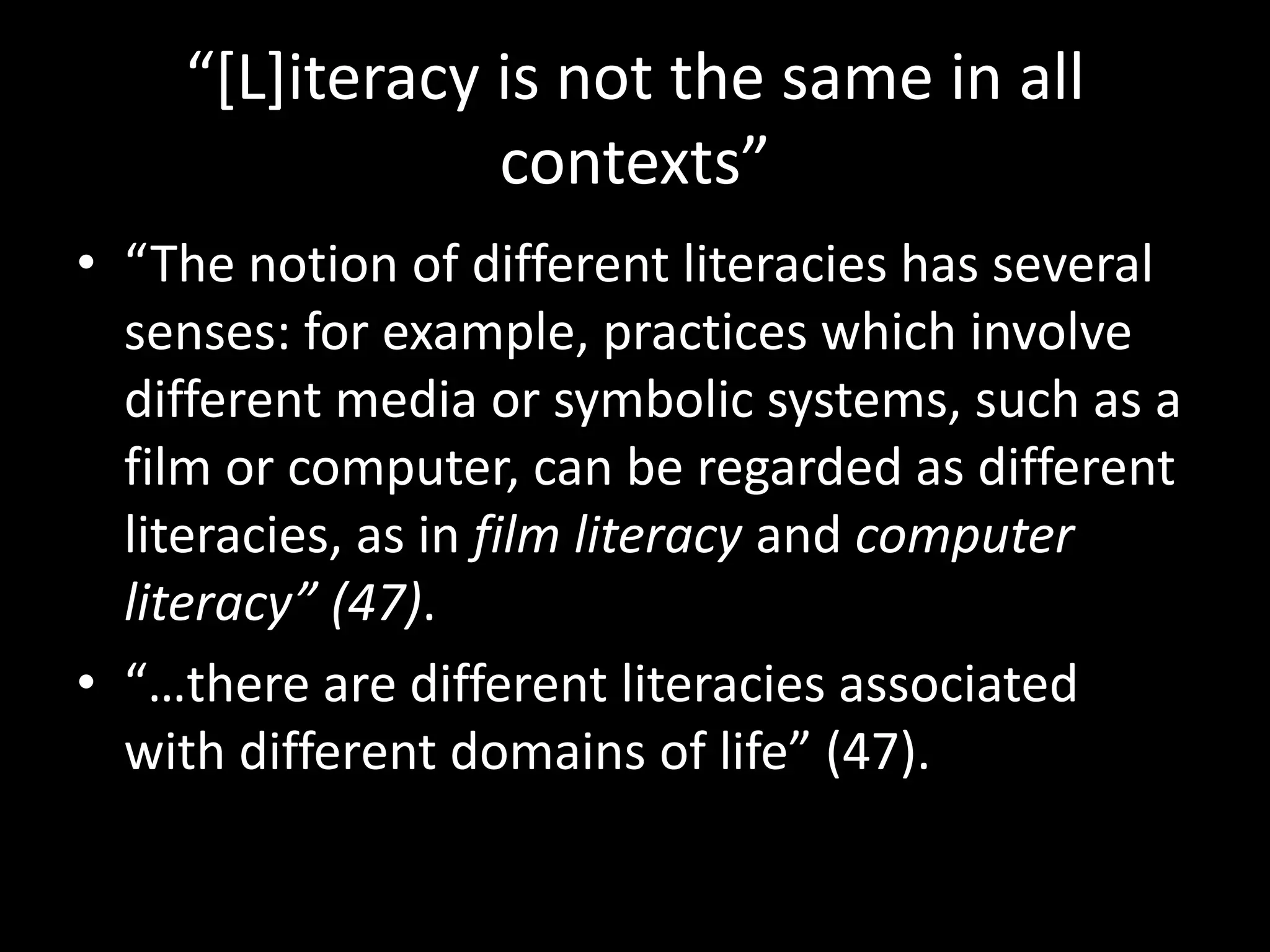 Different literacies | PPT