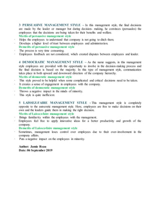 Different management styles | DOCX