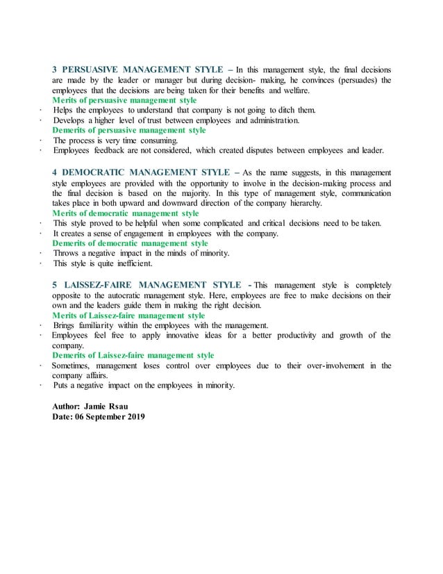 Different management styles | DOCX