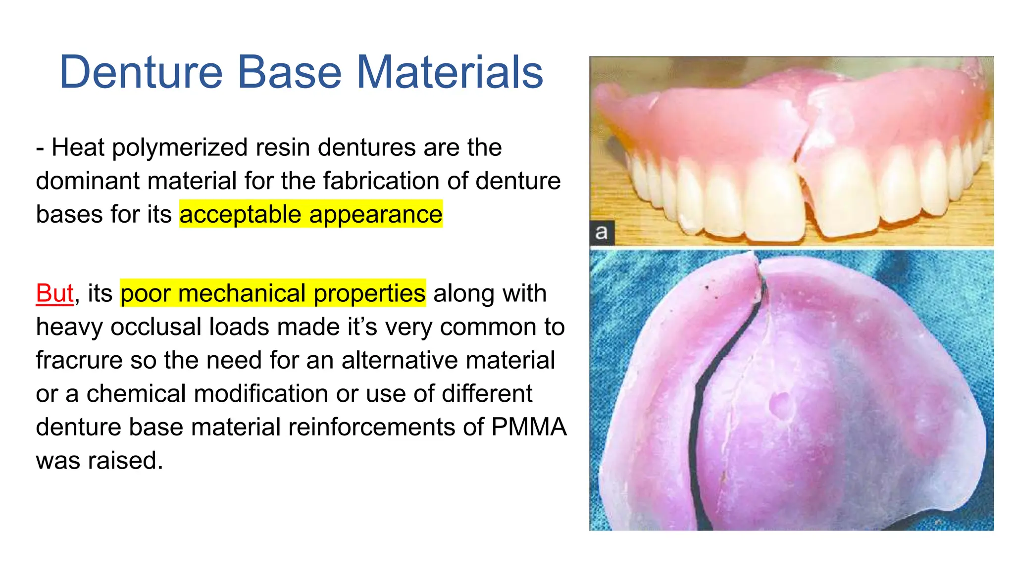 Different materials used in denture base reinforcement in case of ...