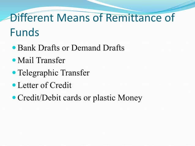 Different means of remittance | PPSX | Credit Cards | Personal Debt