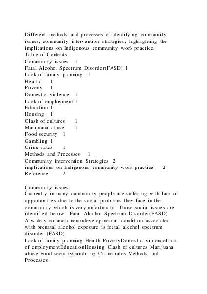 Different methods and processes of identifying community issues, com | PDF
