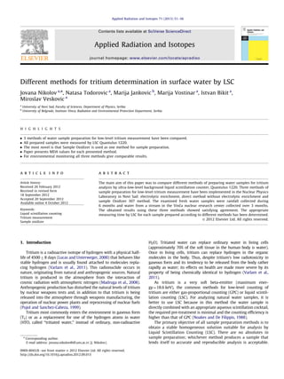 Different methods for tritium determination in surface water by lsc | PDF