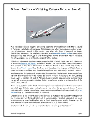 Different methods of obtaining reverse thrust on aircraft - NSN Stocks | PDF