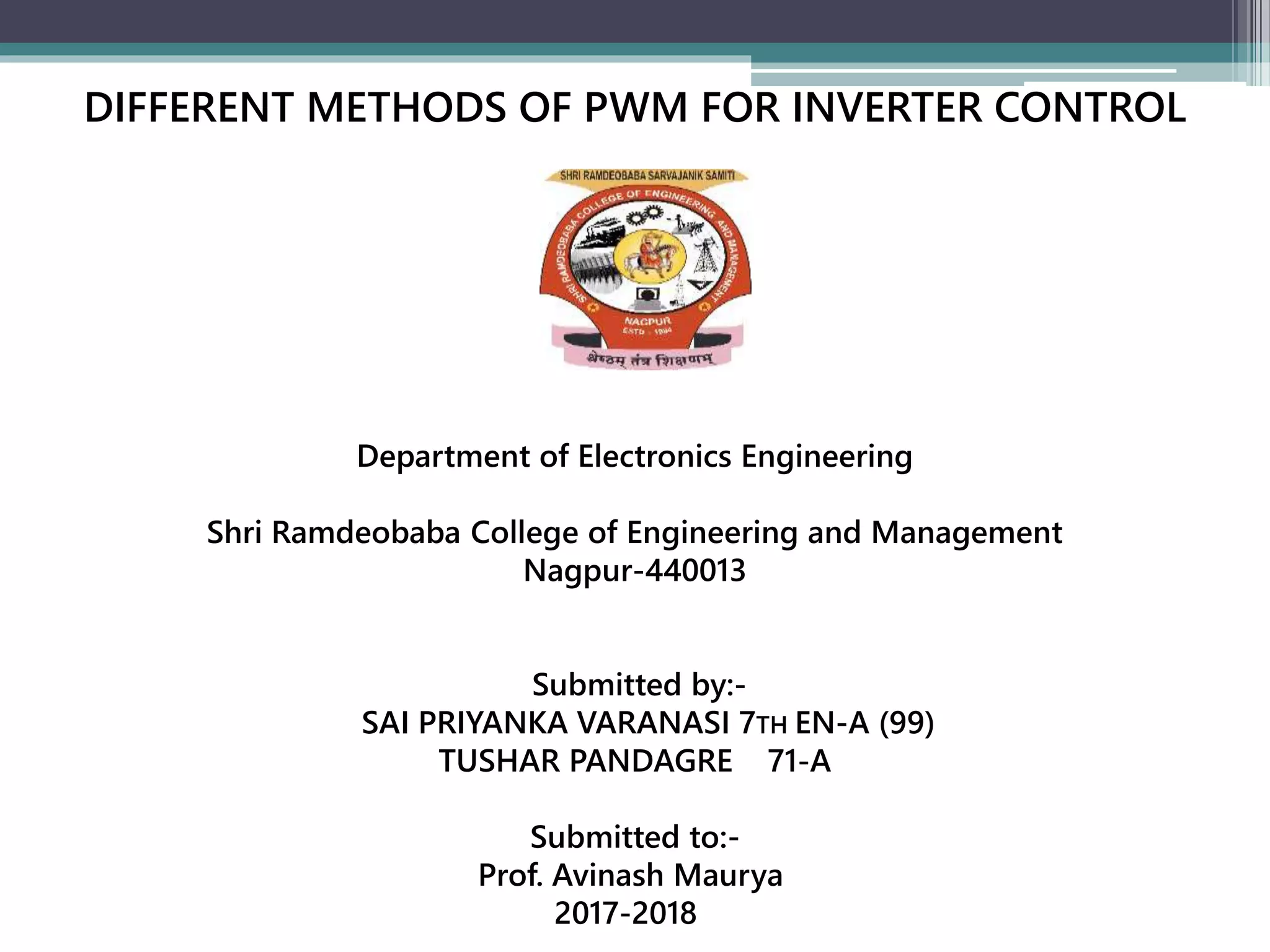 Different methods of pwm for inverter control | PPTX