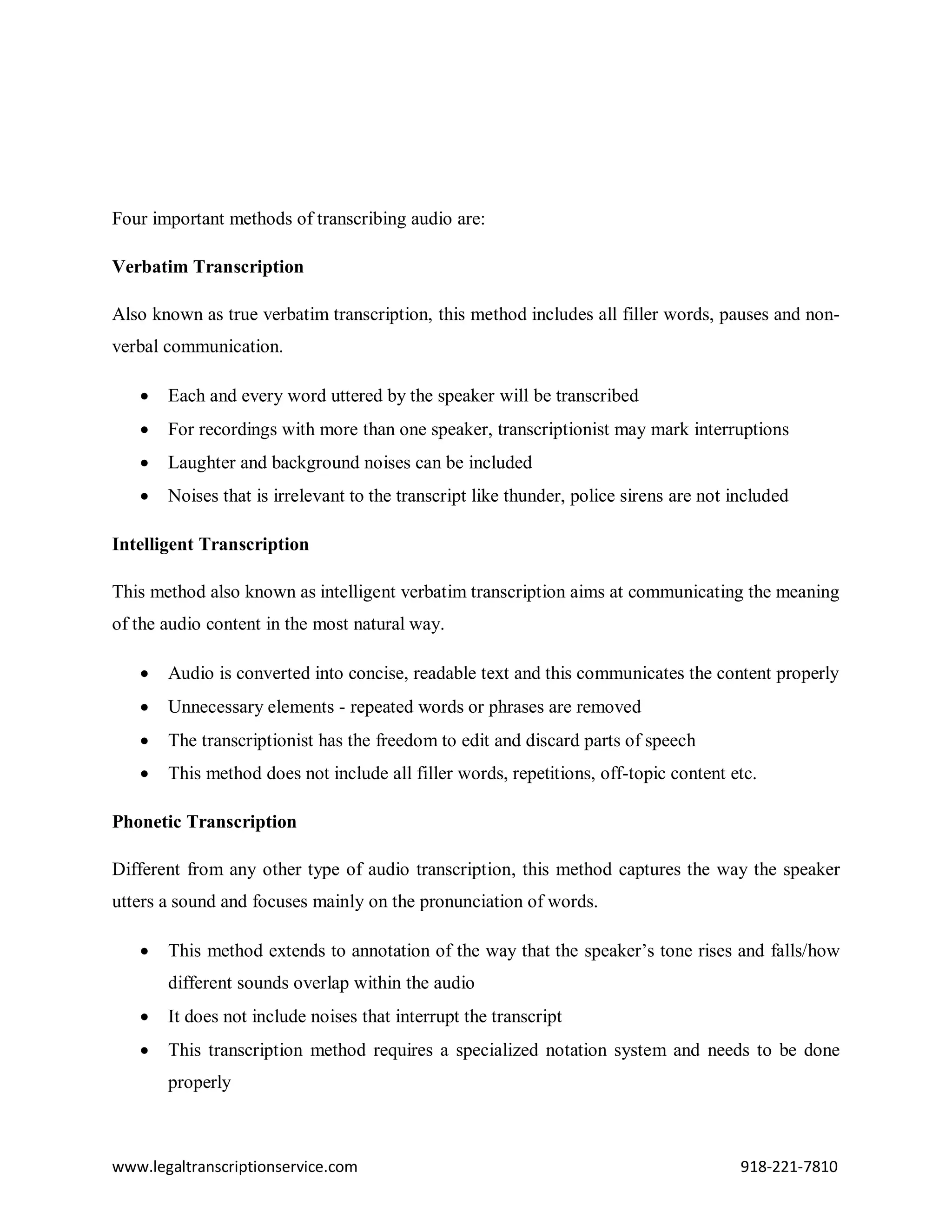 Different Methods of Transcribing Audio Content | PDF