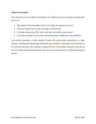 Different Methods of Transcribing Audio Content | PDF