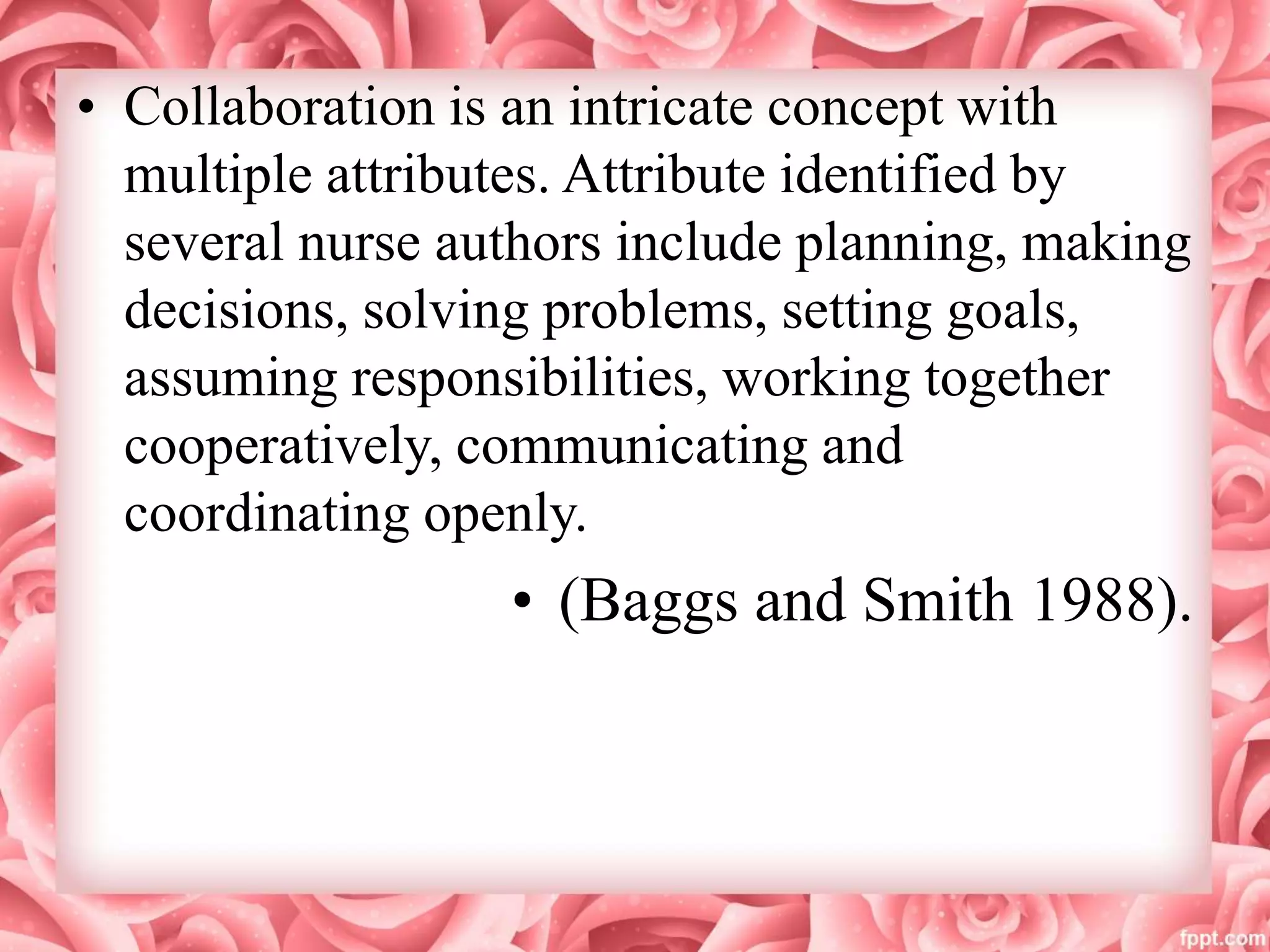 Different models of collaboration between nursing service and | PPTX