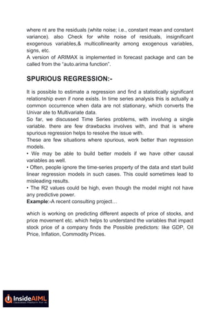 Different Models Used In Time Series - InsideAIML | PDF