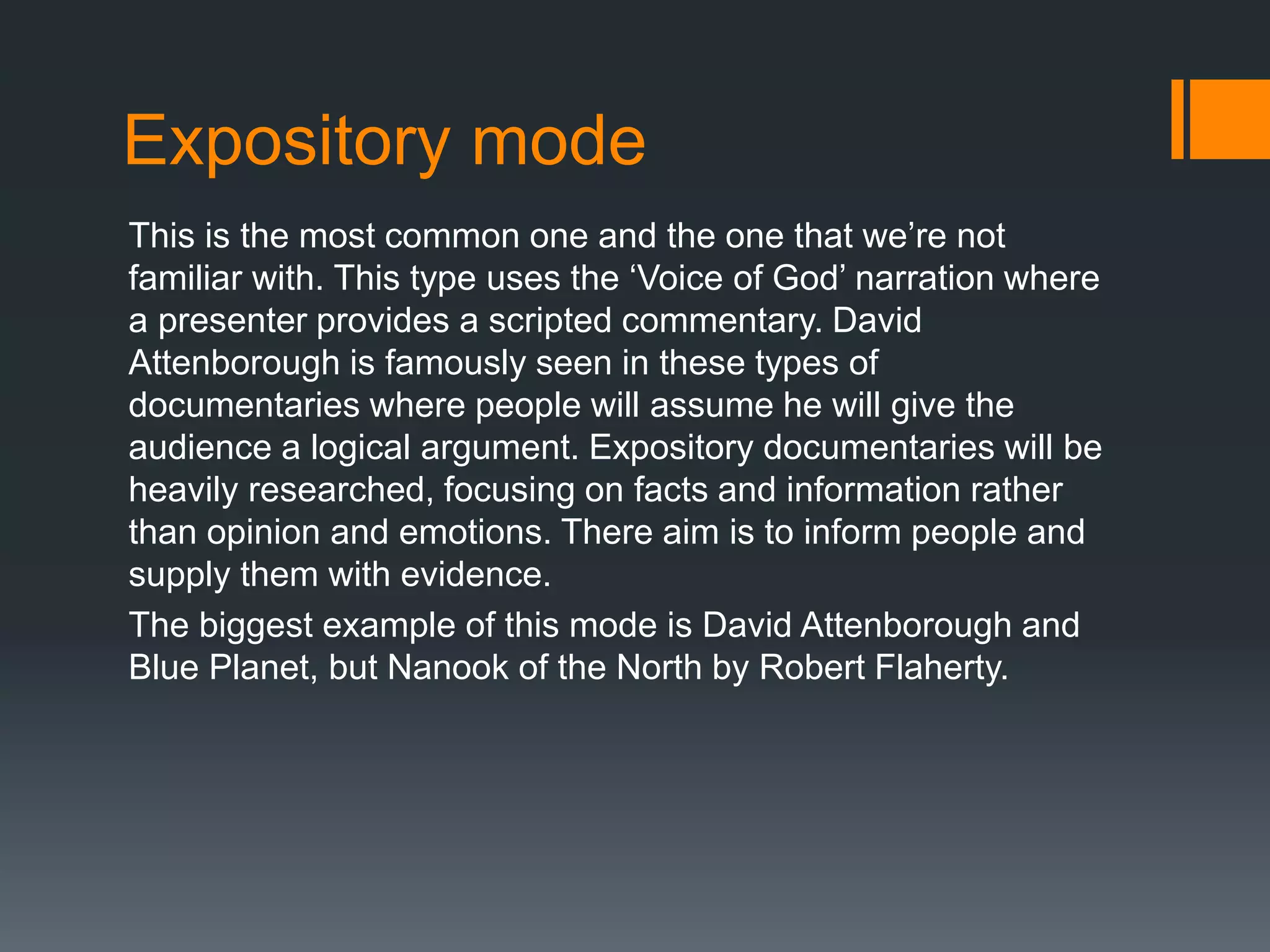Bill Nichols - 6 modes of documentary | PPTX