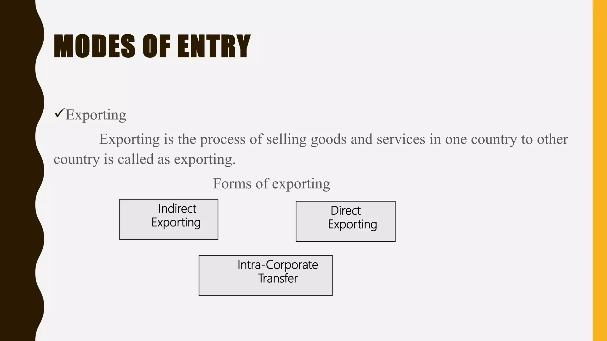 Different modes of entry into international business | PPTX