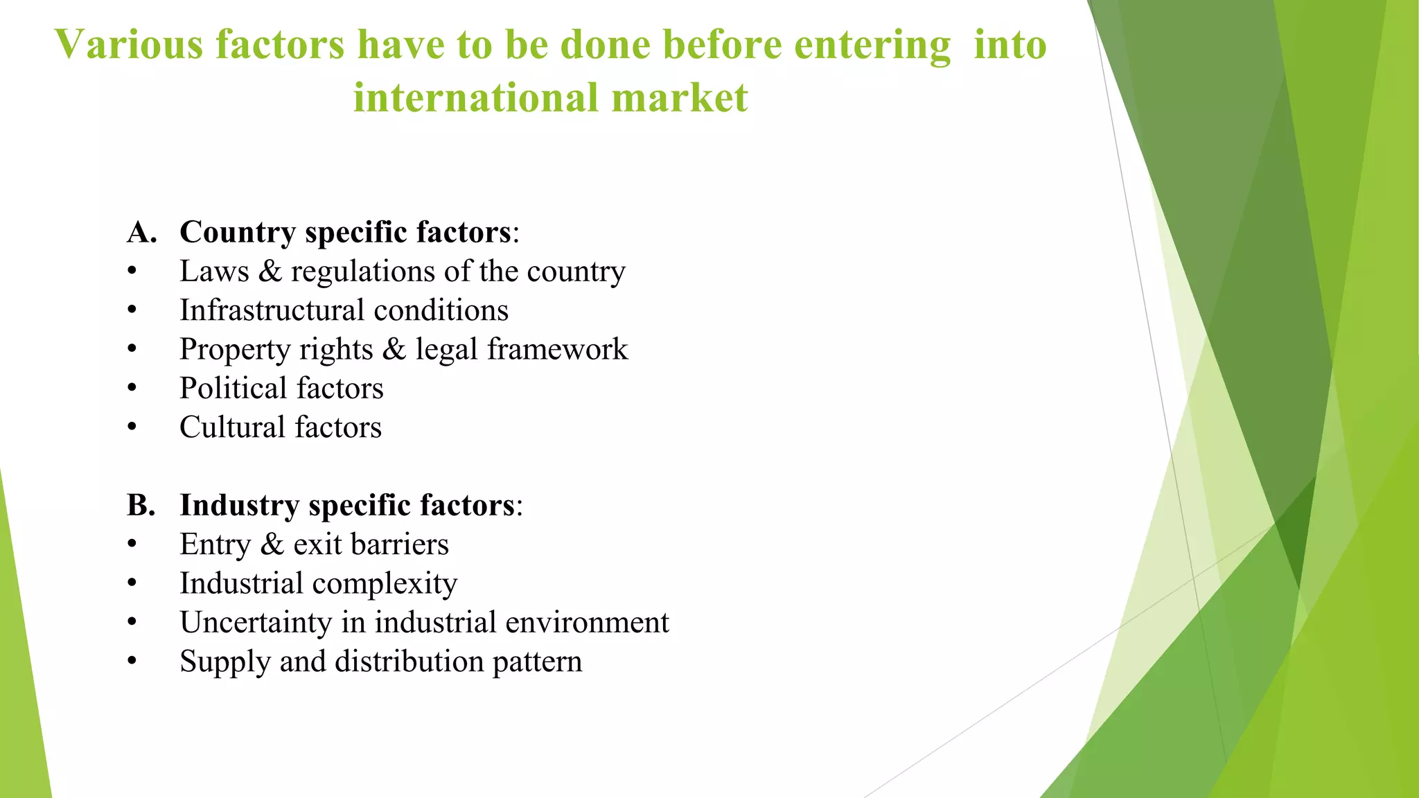 Different modes of entry into international market | PPTX