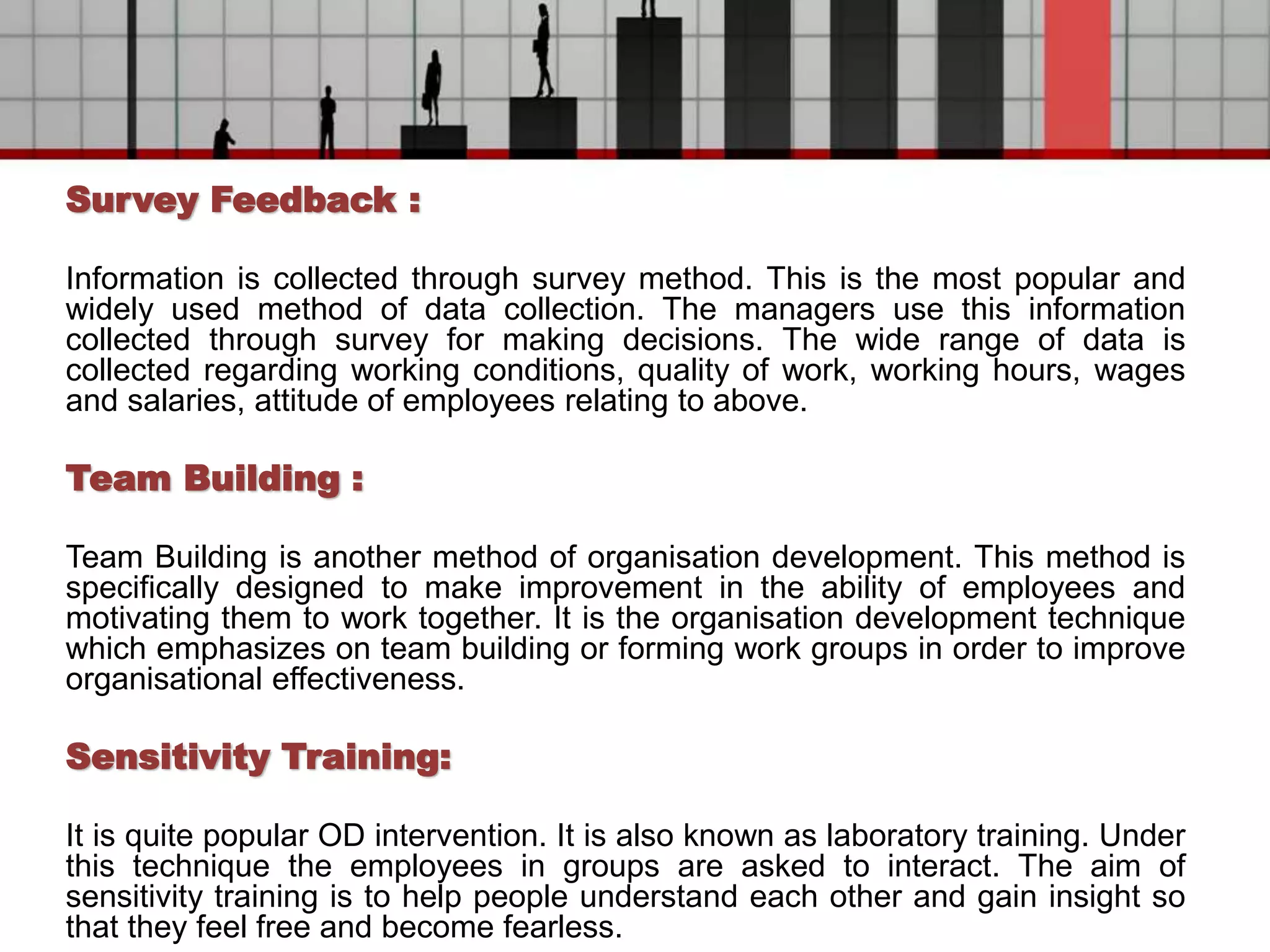 Different organization development techniques (OB Presentation) | PPTX
