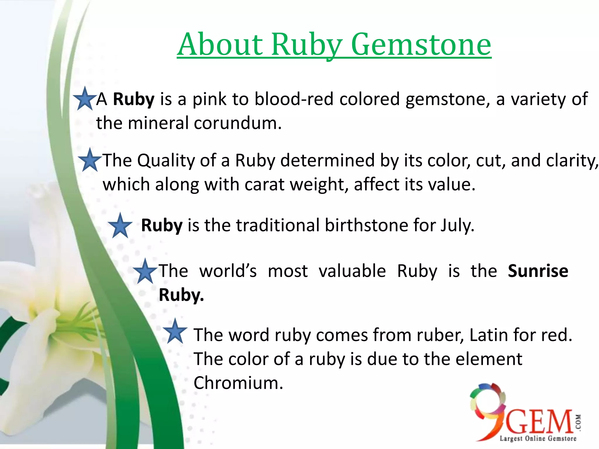 Different origins of ruby gemstone | PPT
