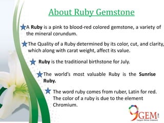 Different origins of ruby gemstone | PPT