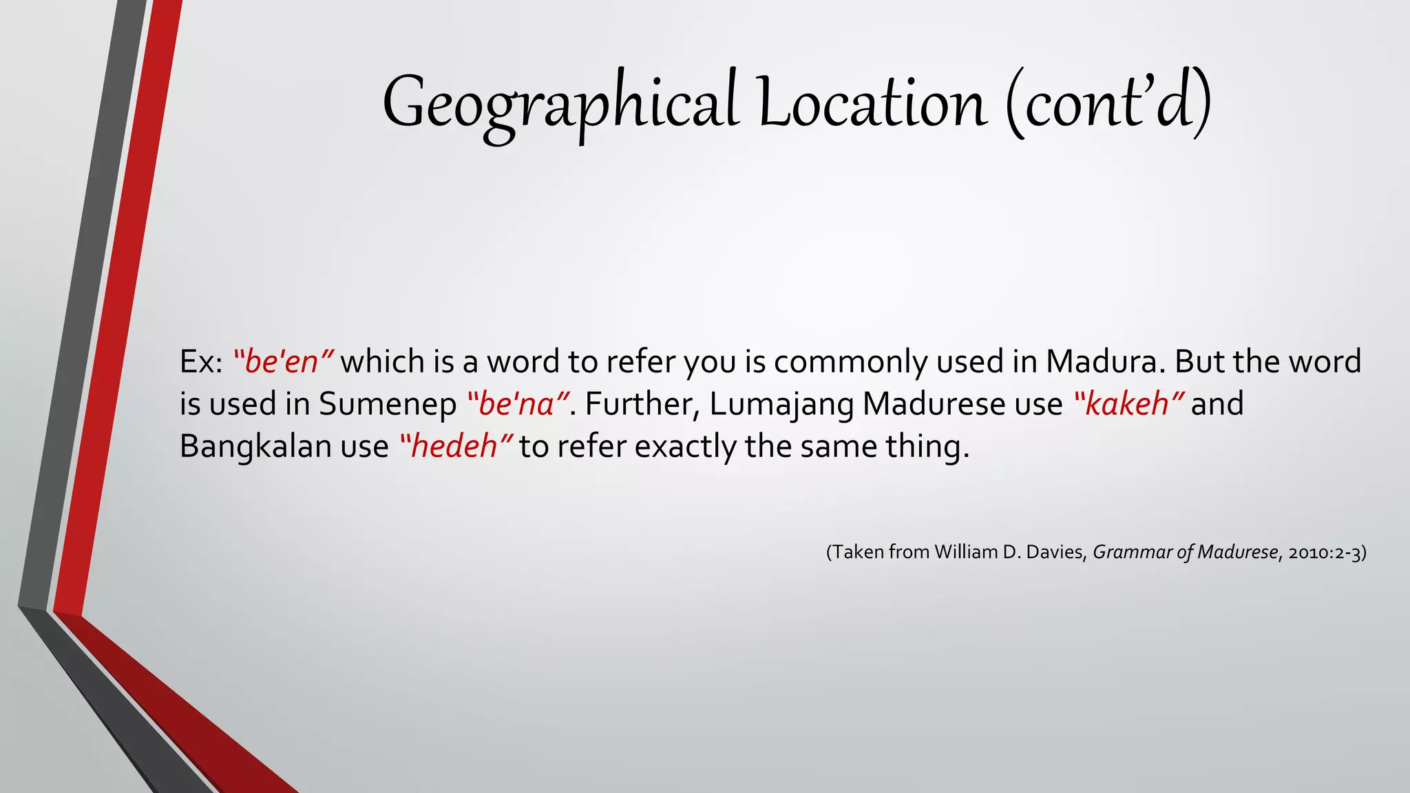 Different Parameters of Language Variation | PPT