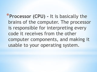 Different parts and functions of computer | PPT