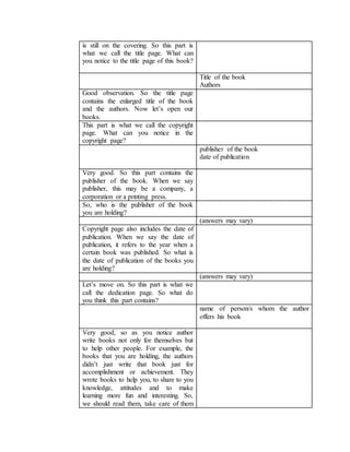 Different parts of a book | DOCX
