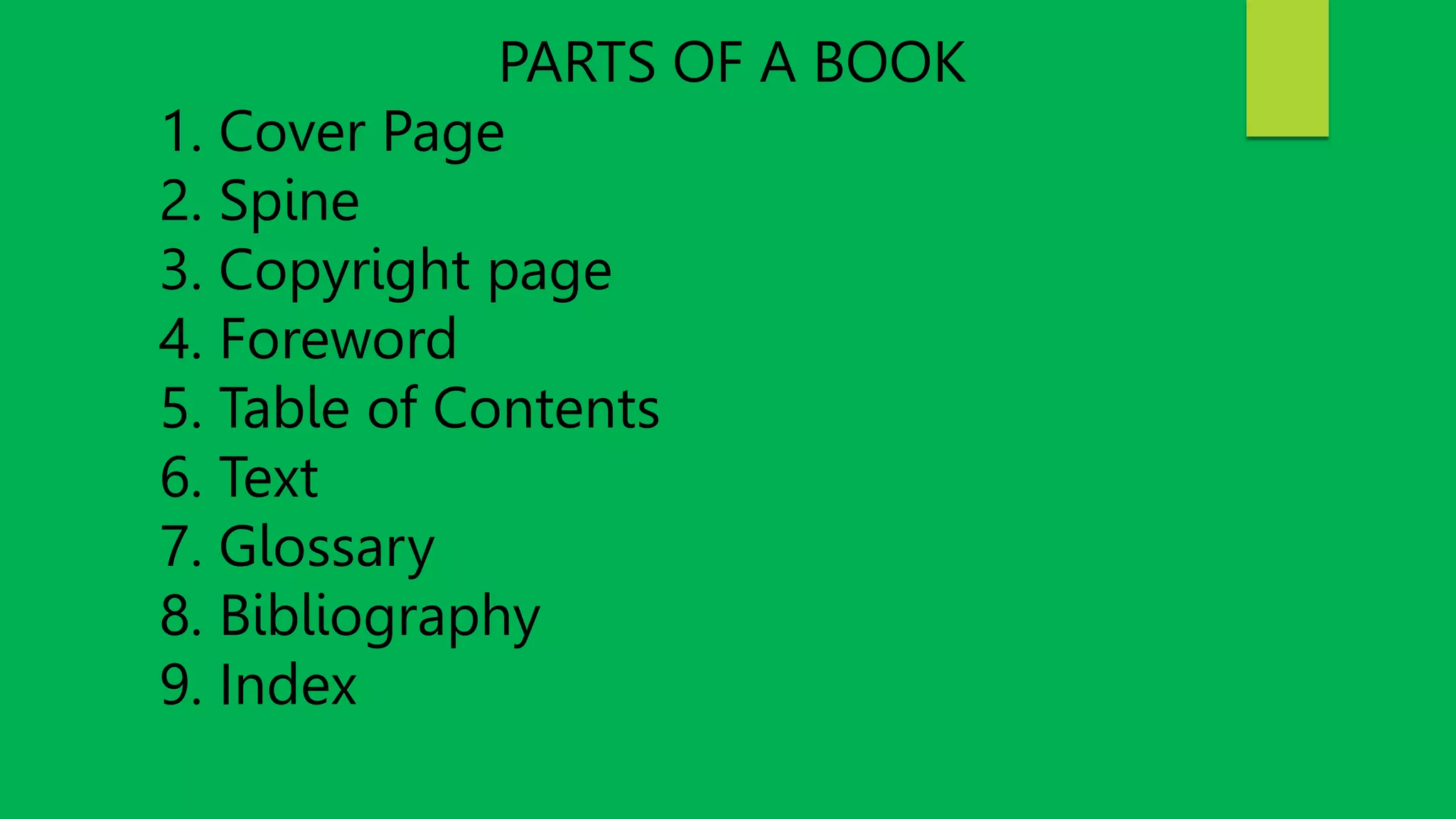 DIFFERENT PARTS OF A BOOK.pptx