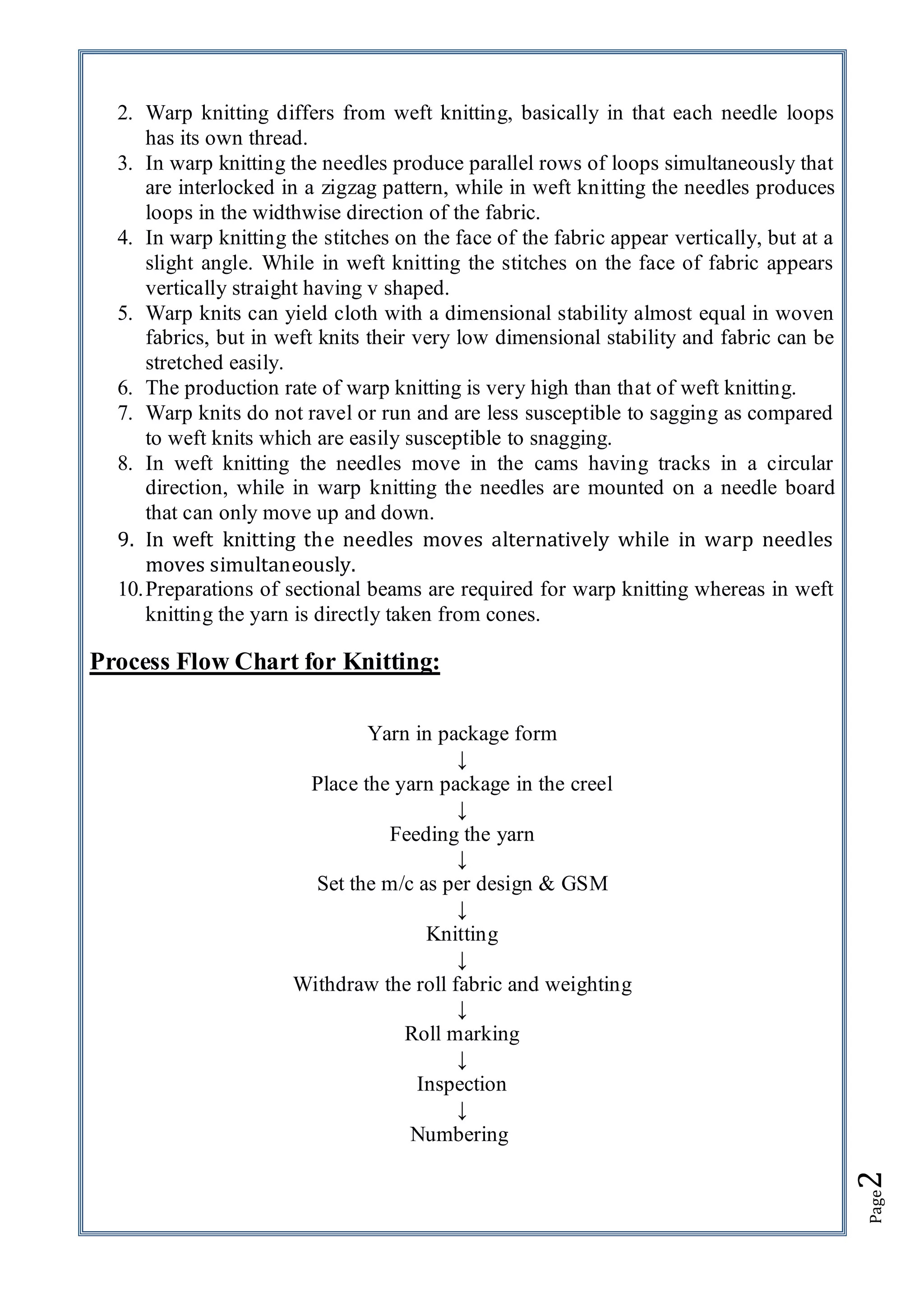 Different parts of knitting machine and parameter | PDF