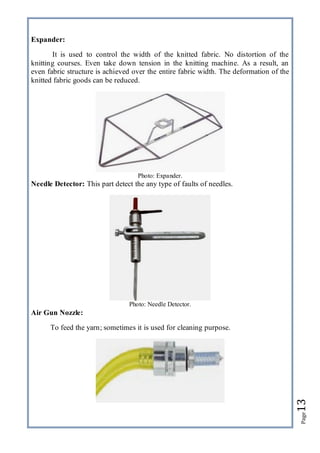 Different parts of knitting machine and parameter | PDF