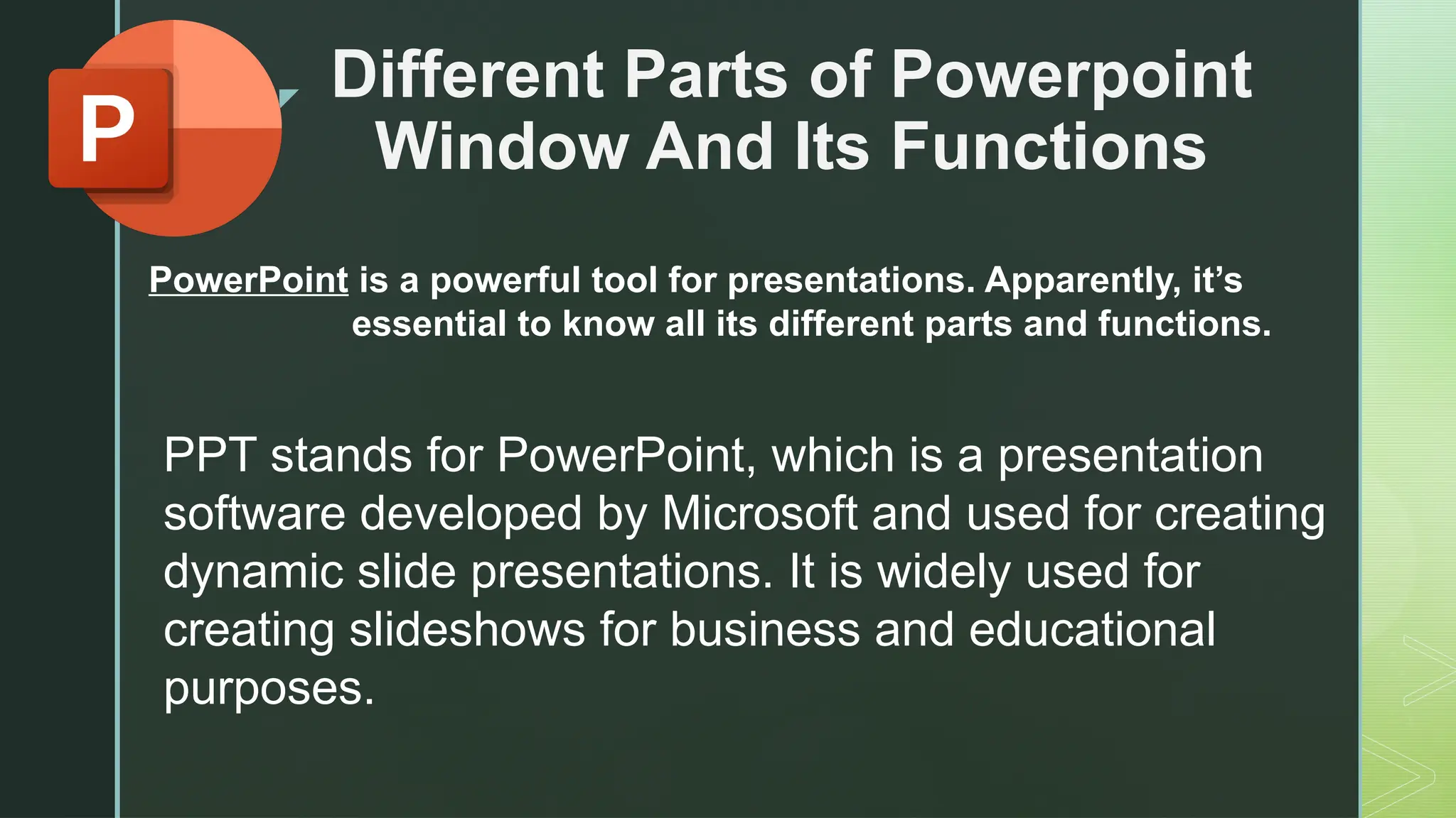 Different Parts of Powerpoint Window And Its Functions.pptx