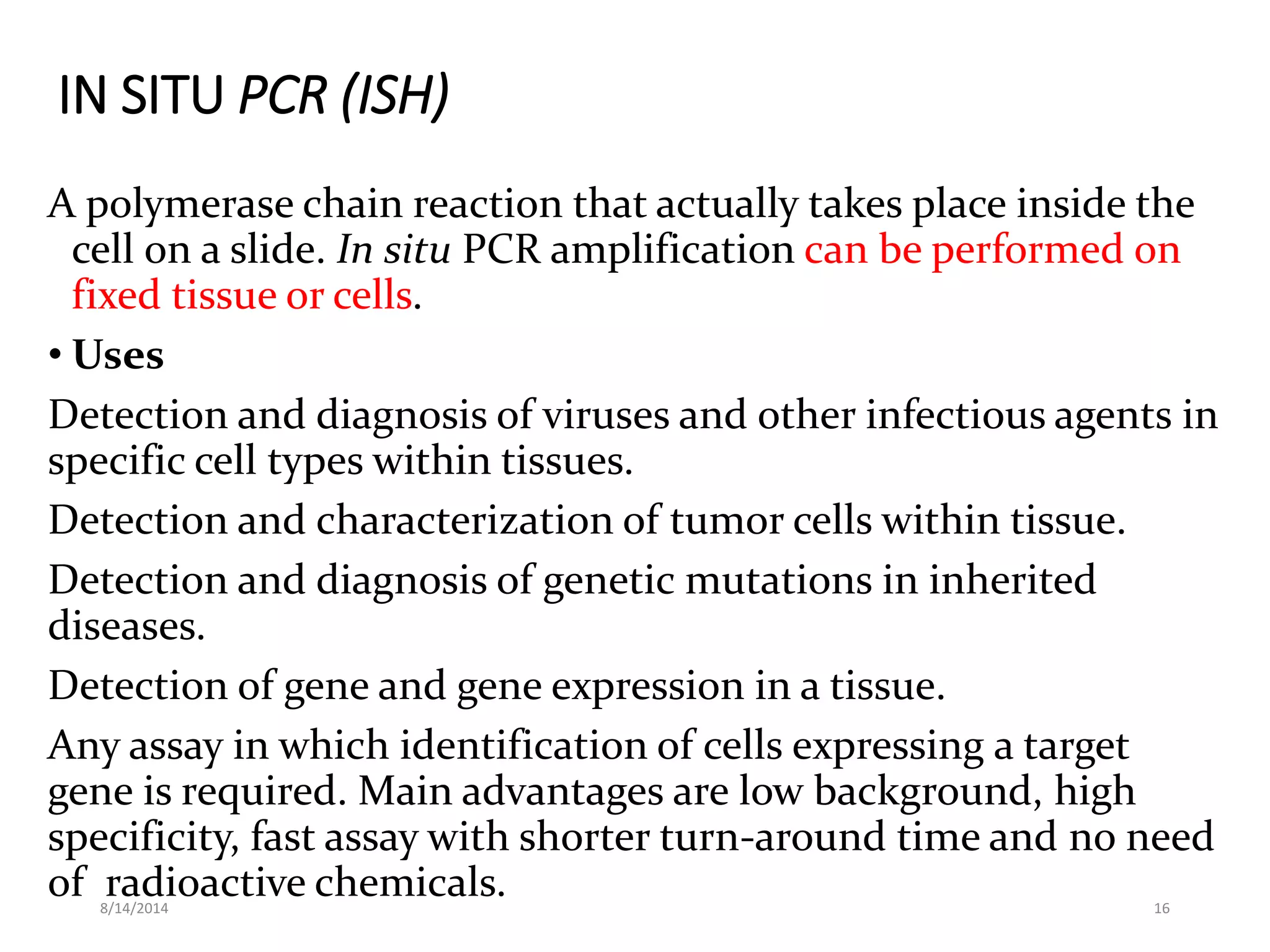 Different pcr techniques and their application | PPTX