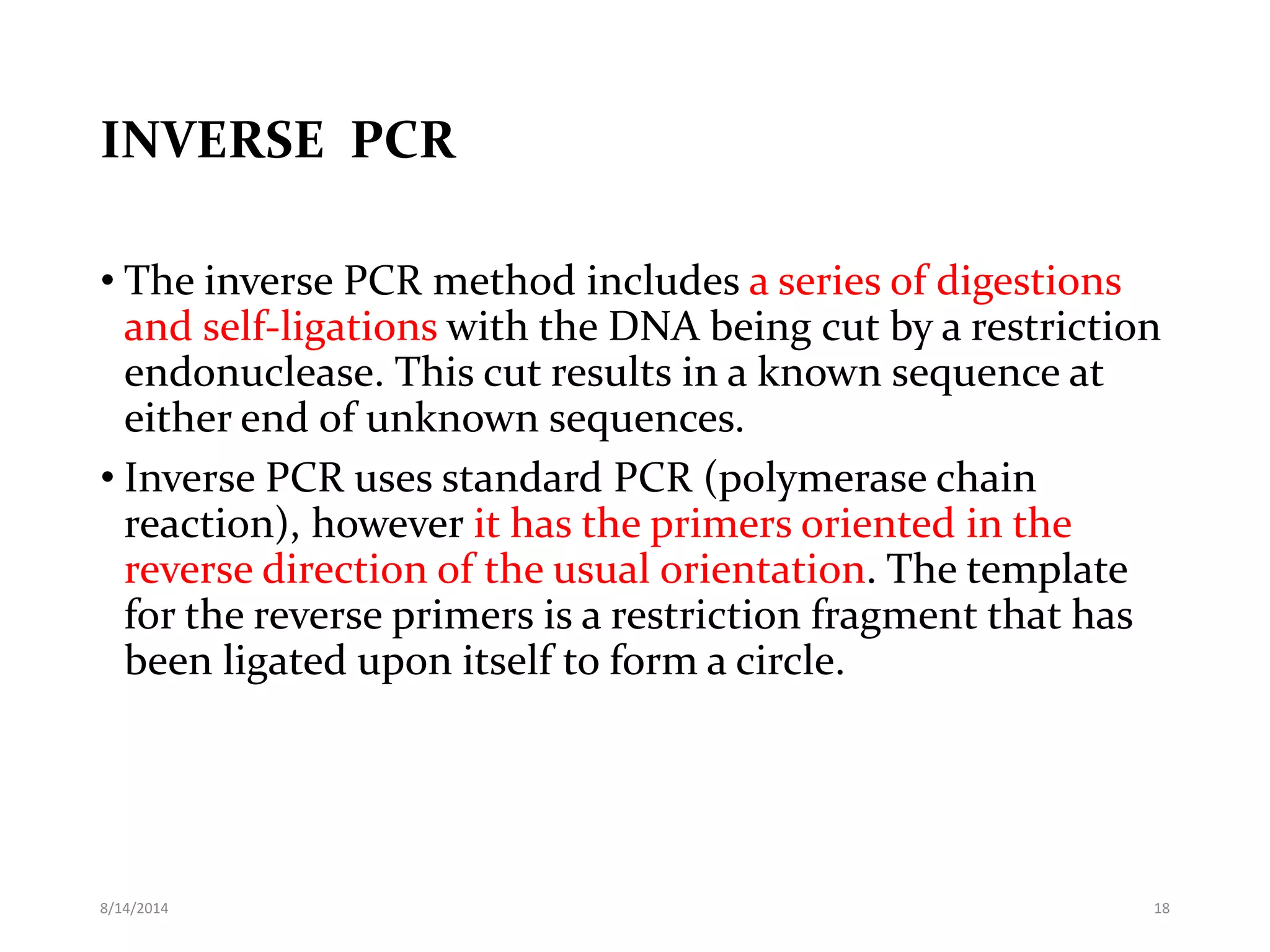 Different pcr techniques and their application | PPTX