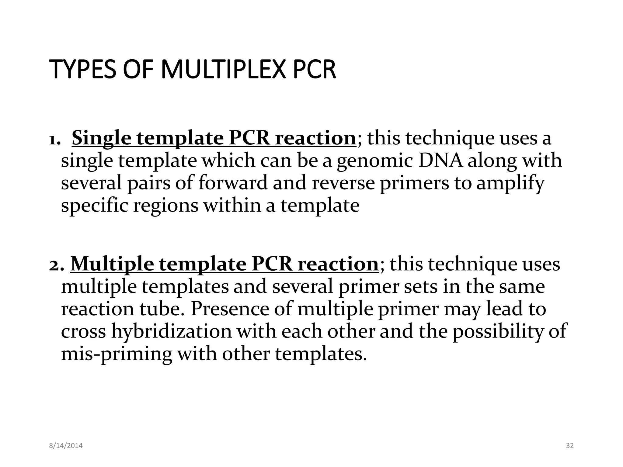 Different pcr techniques and their application | PPTX