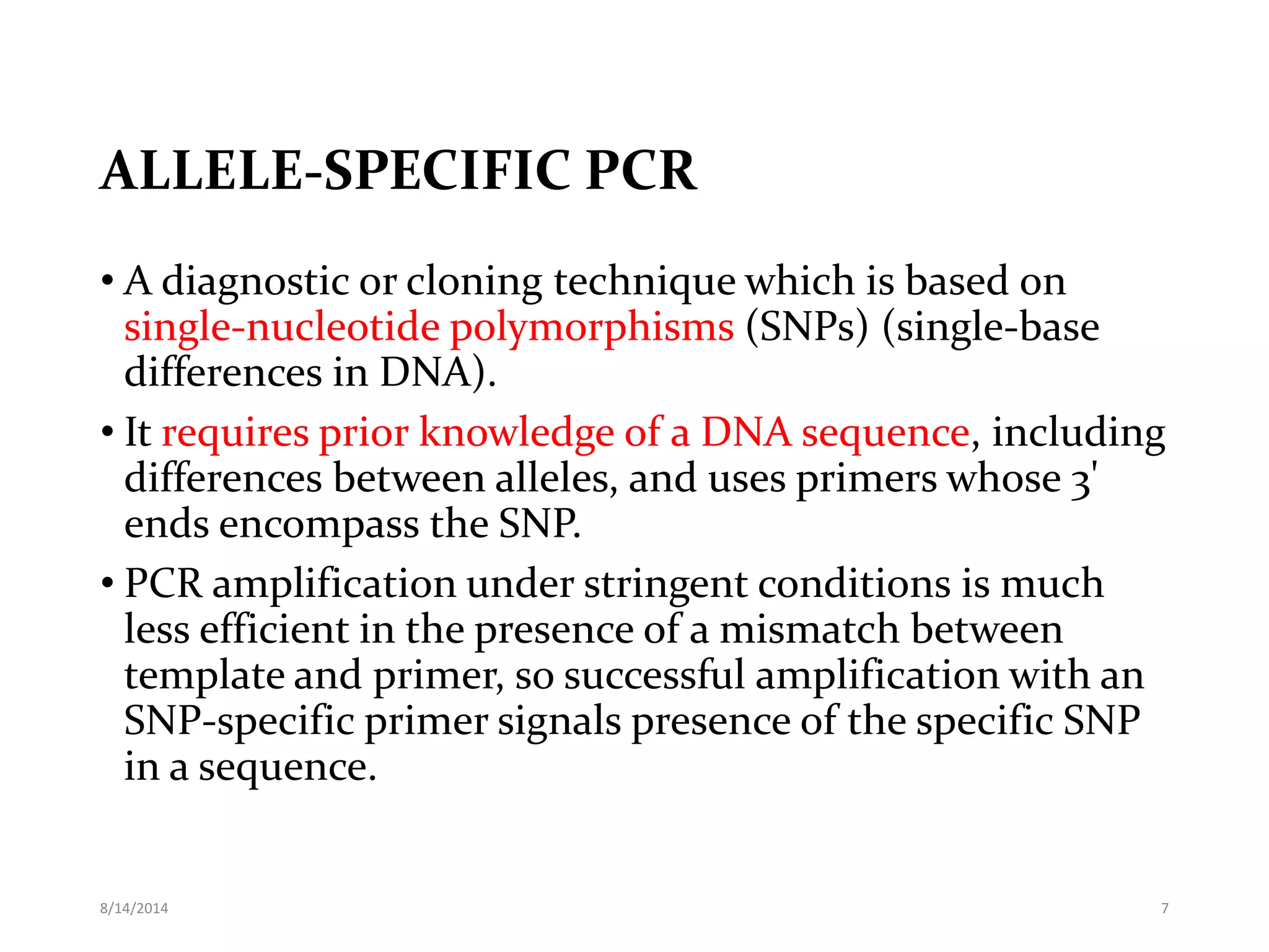 Different pcr techniques and their application | PPTX