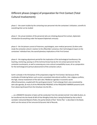 Different Phases (Stages) of Preparation for First Contact (Total ...