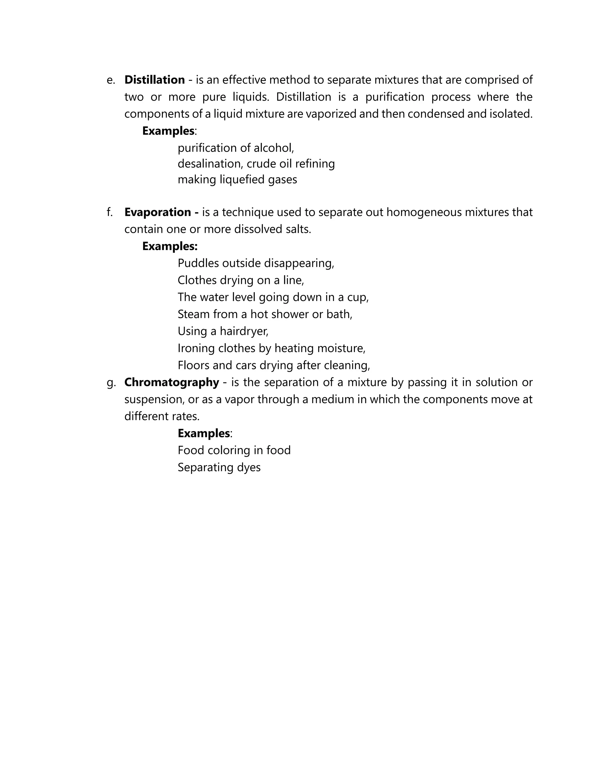 Different Processes in Separating and Purifying Substances and Mixtures ...