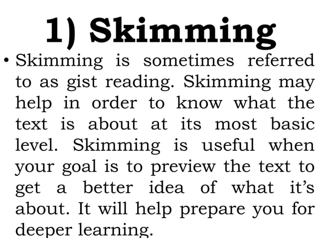 Different Reading Techniques and When to Use Them.pptx | Education