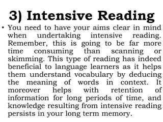 Different Reading Techniques and When to Use Them.pptx | Education