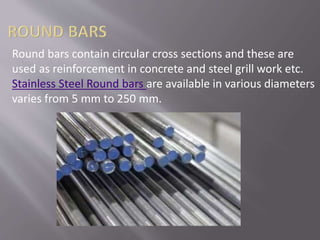 Different rolled steel bars and sections | PPTX