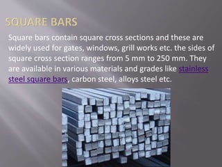 Different rolled steel bars and sections | PPTX